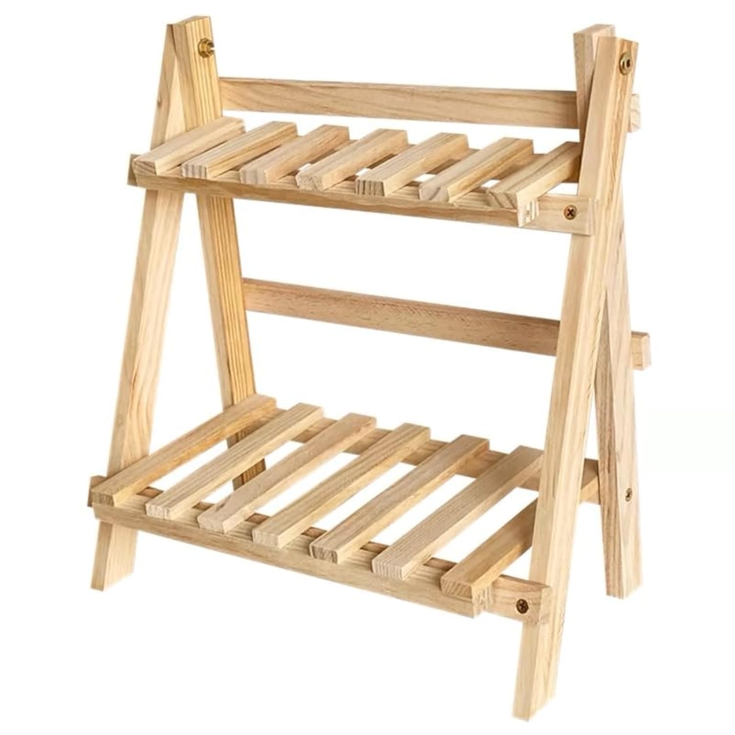 Amazon.com: TANG SONG 2 Tier Wooden Folding Storage Rack Ladder Plant ...