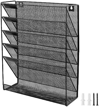 HAKZEON 6 Tier Wall Mounted Magazine Rack, Wall File Holder Organiser ...