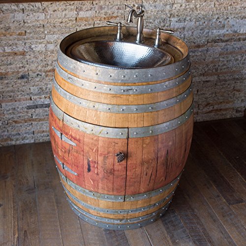 Amazon.com: Natural Wine Barrel Vanity with Hammered Nickel Sink ...