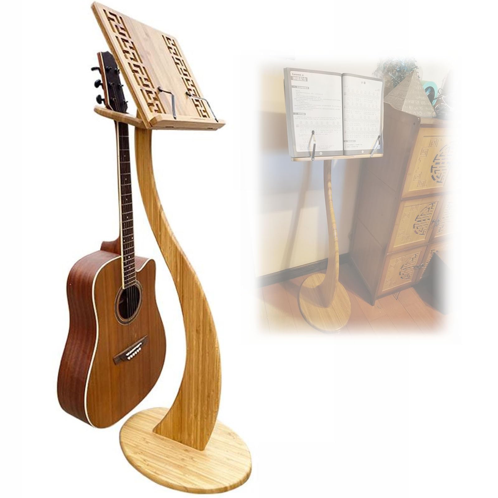 WORDFUN Wooden Sheet Music Stand, Professional Music Book Holder, 2 In ...