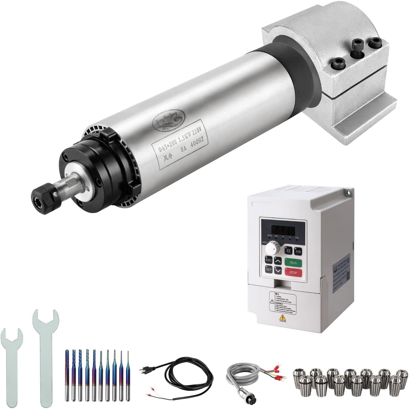 Amazon.com: CNC Spindle Motor Kits, 220V 1.5KW CNC Spindle Air Cooled Spindle Motor+220V 1.5KW ...