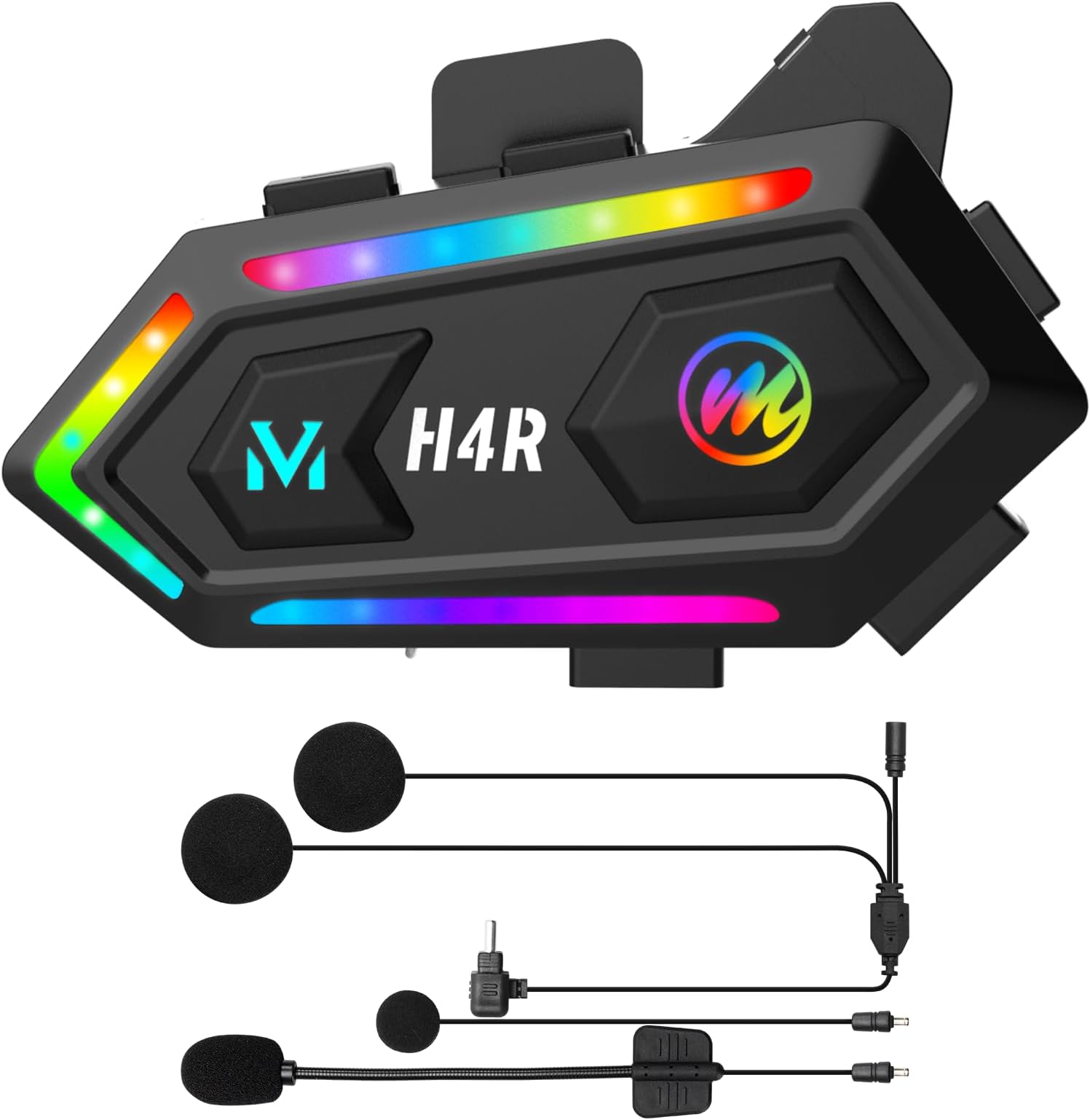 Moman Motorcycle Helmet Headset, H4R with 【RGB Light】 Motorbike Helmet ...