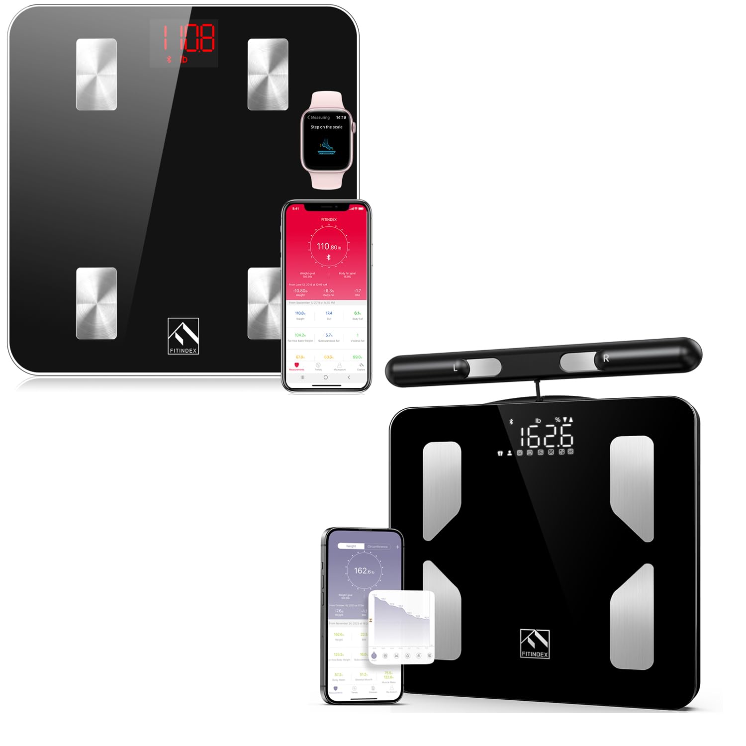 Amazon.com: FITINDEX Smart Scale for Body Weight and Fat and 8 ...