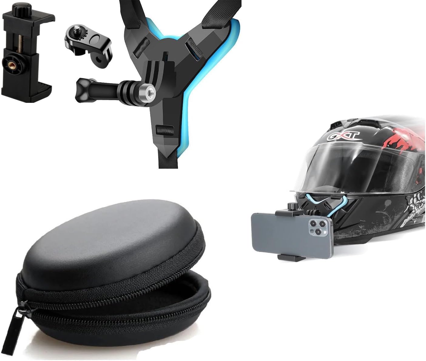 Like Star Helmet Chin Strap Mount with Mobile Holder Clip & Compatible ...