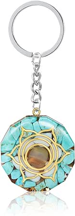 Da Piao Liang Turquoise Keychain Orgonite Energy Crystal Pendant Keychain For Chakra Car Keyring ...