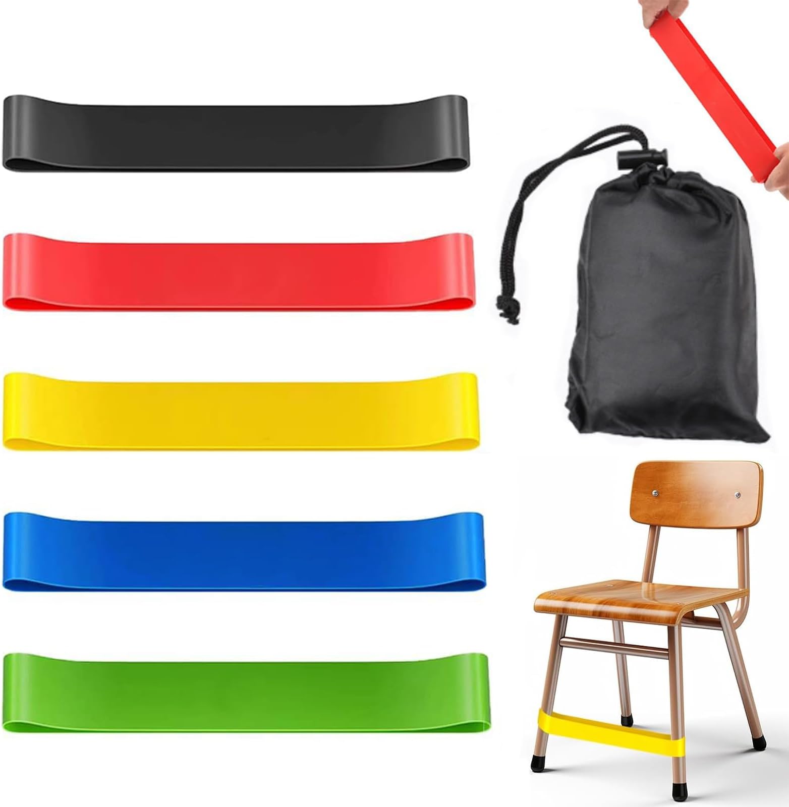 5 PCS Chair Bands, Colorful Chair Fidget Bands Flexible Seating Straps ...