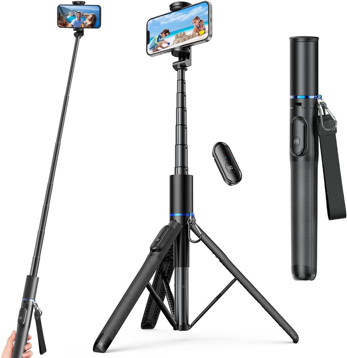 Selfie Stick Tripod, Extendable All in One Phone Tripod Integrated with ...