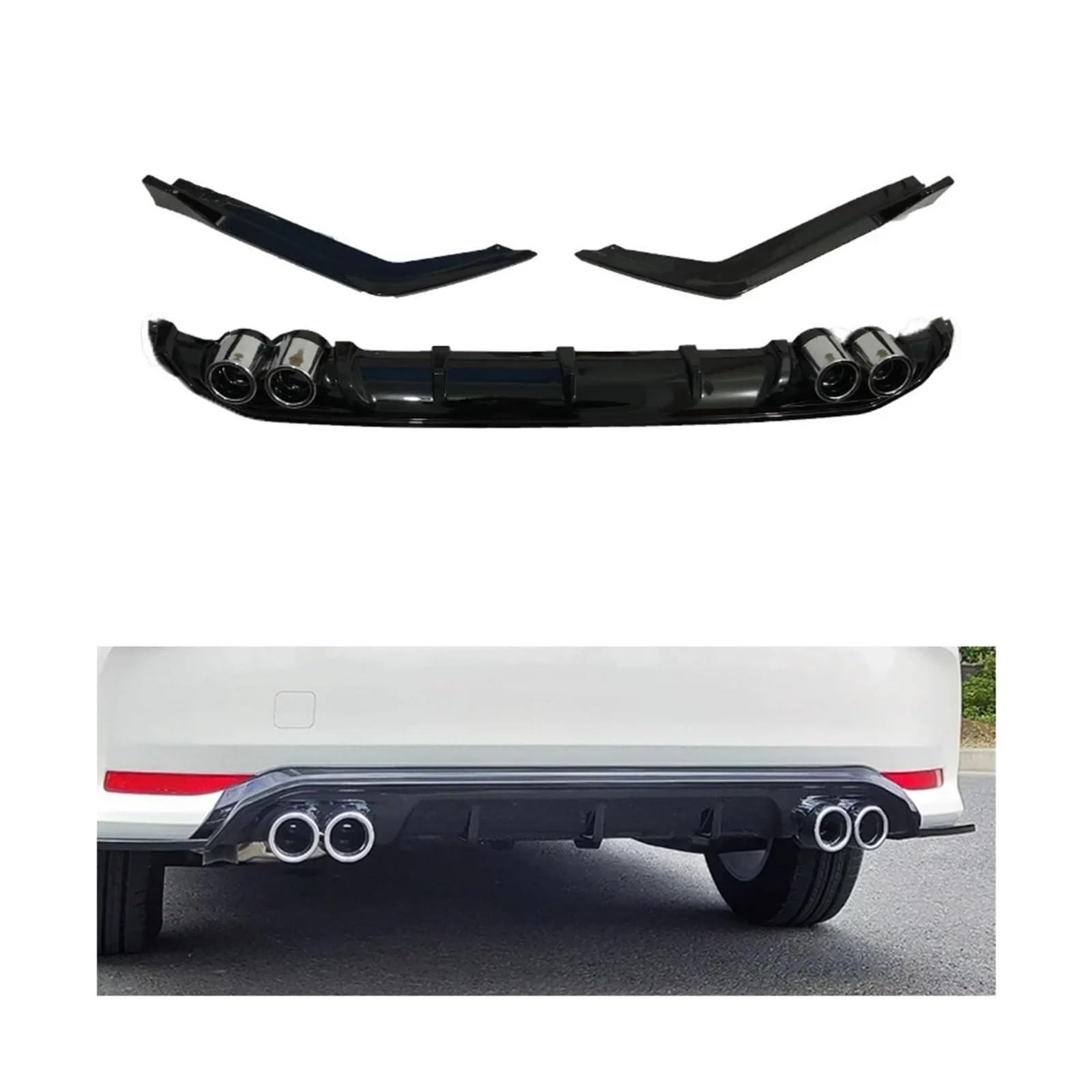 Amazon.com: Corolla Rear Bumper Splitter Glossy Black Sport Style Rear ...