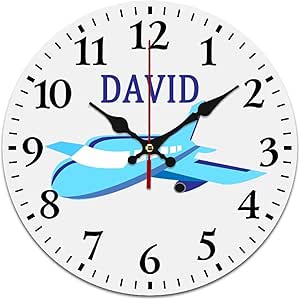 Amazon.com: Excmoky Customized Blue Airplane Clocks, Kids Playroom Wall ...