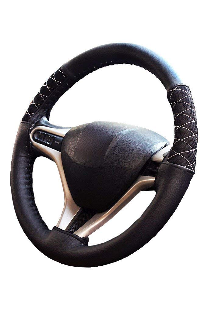 Elegant Faux Leather Car Steering Cover for Toyota Innova Crysta (Black ...