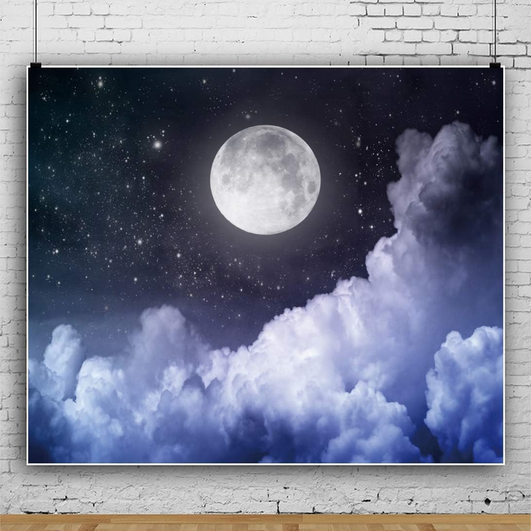 Amazon.com : Laeacco 10x8ft Cloudy Night Sky Photo Backdrop Full Moon ...