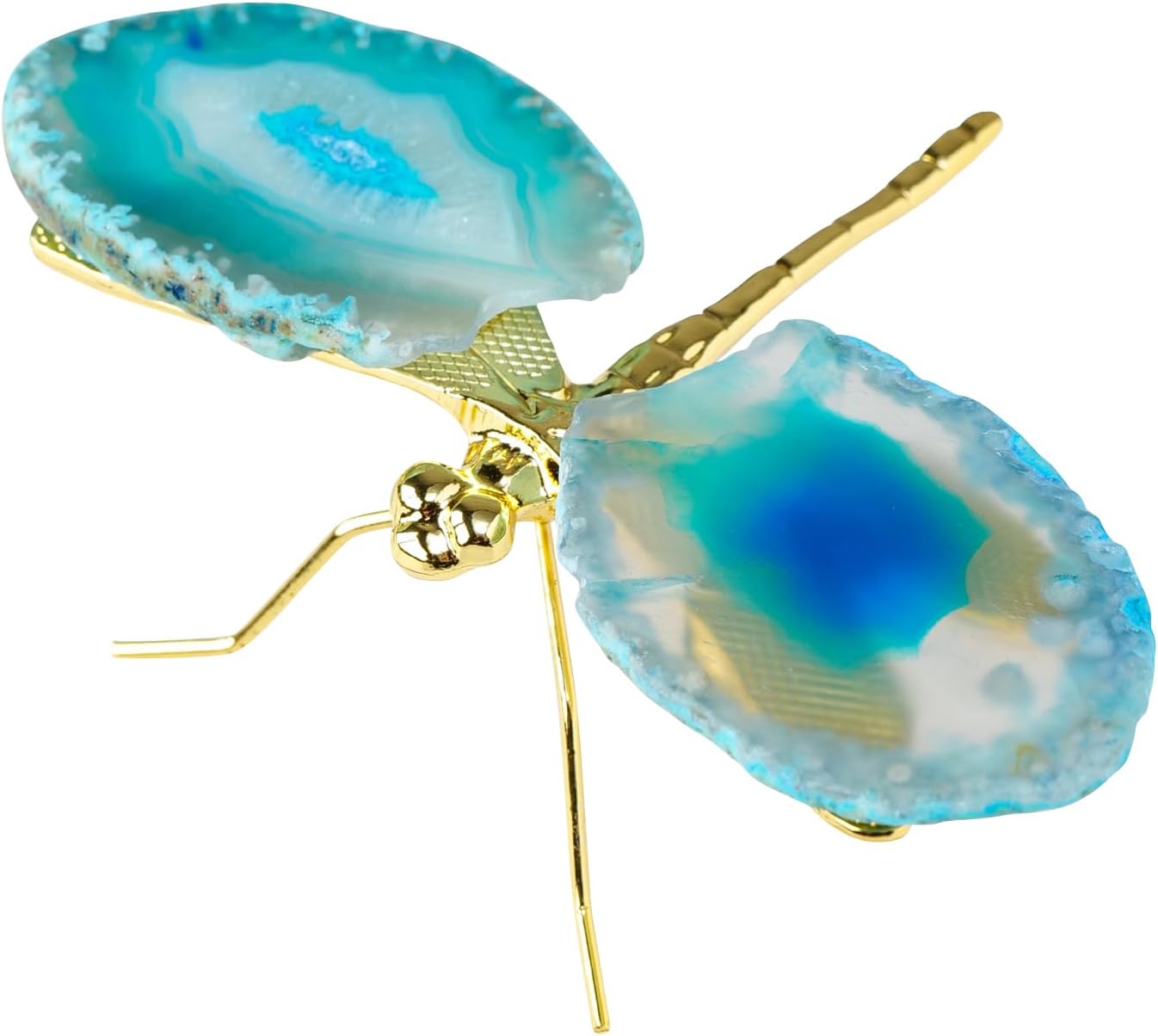 Amazon.com: RJINGSHI Natural Blue Agate Dragonfly Crystal Decor 4 in ...