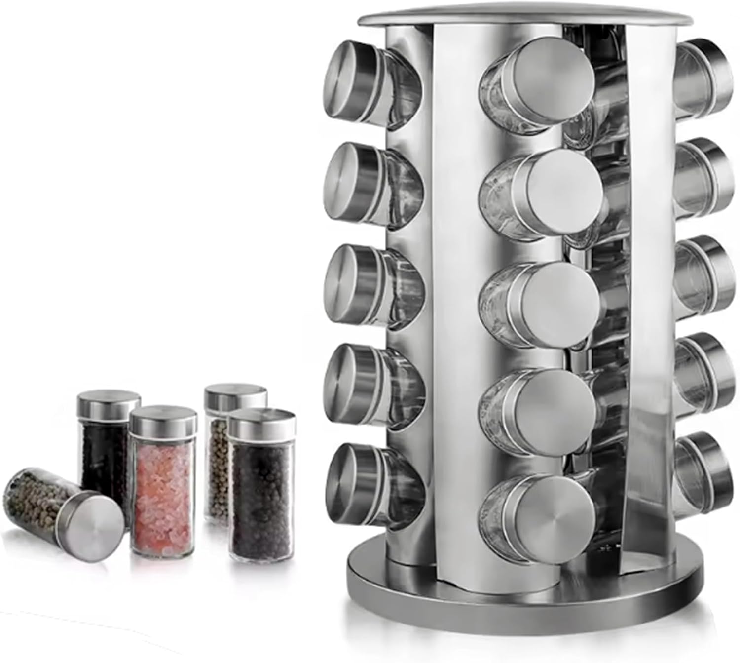 Amazon.com: Ayedvan Revolving Spice Rack with 20 Jars, Rotating Spice ...
