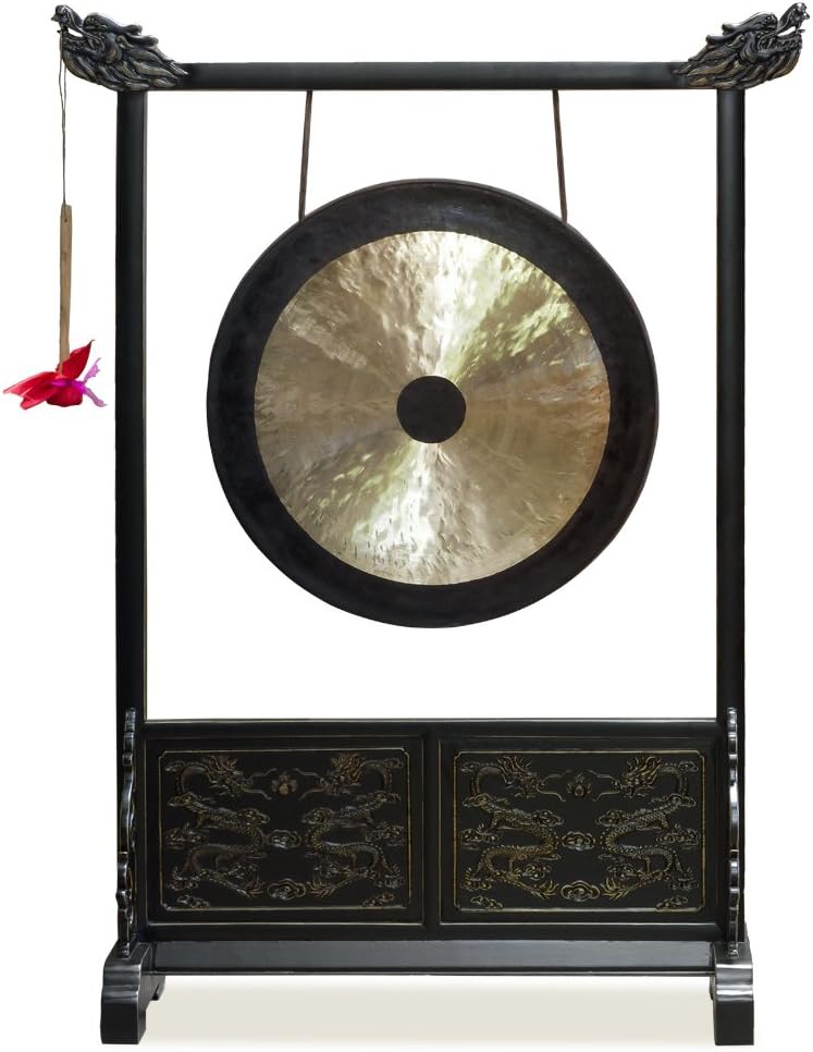 Amazon.com: ChinaFurnitureOnline Bronze Chinese Gong with Wooden Stand ...