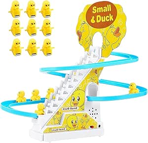JOYGETIN Small Duck Slide Toy,Electric Duck Climbing Stairs Tracks ...