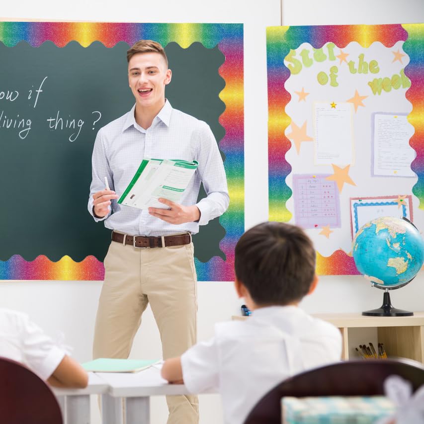 Snapklik.com : 65Feet Rainbow Bulletin Board Borders, Shine Scalloped ...