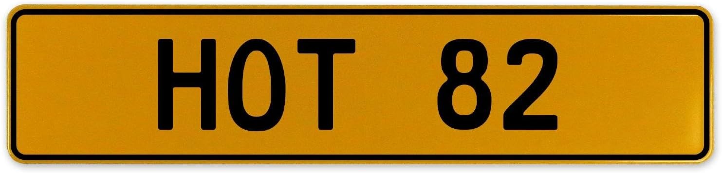 Amazon.com: Vintage Parts 558738 License Plate (HOT 82 Yellow Stamped ...