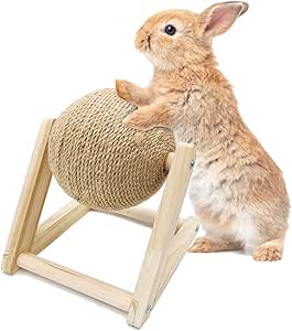 BNOSDM Rabbit Scratch Toy Wooden Natural Sisal Rope Rabbit Scratching ...