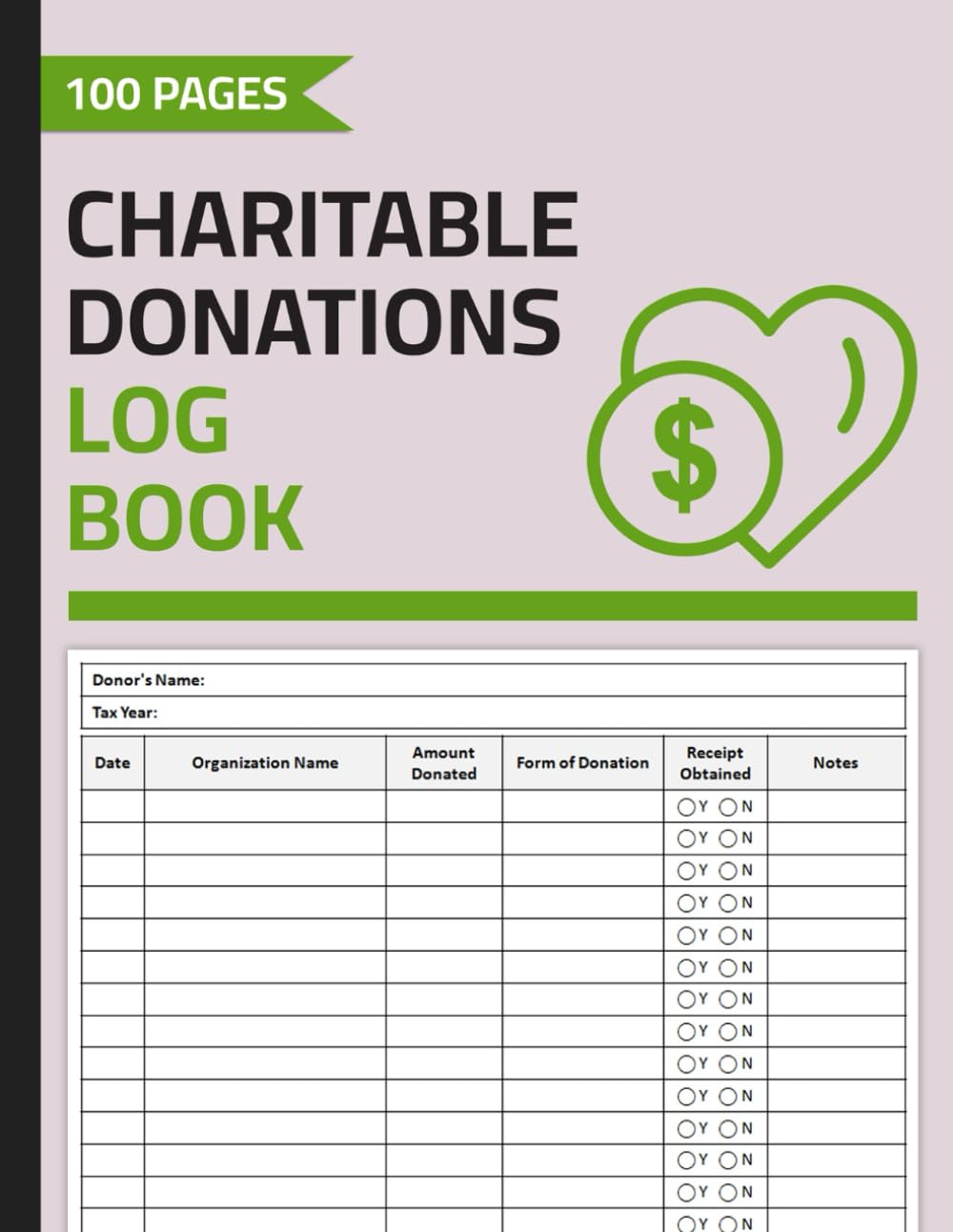 Charitable Donations Log Book: Donation Tracker Logbook | Nonprofit ...