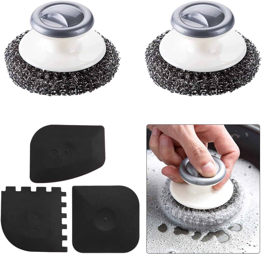Amazon.com: DeryArcle 5Pcs Steel Wool Scrubber with Cast Iron Scraper ...