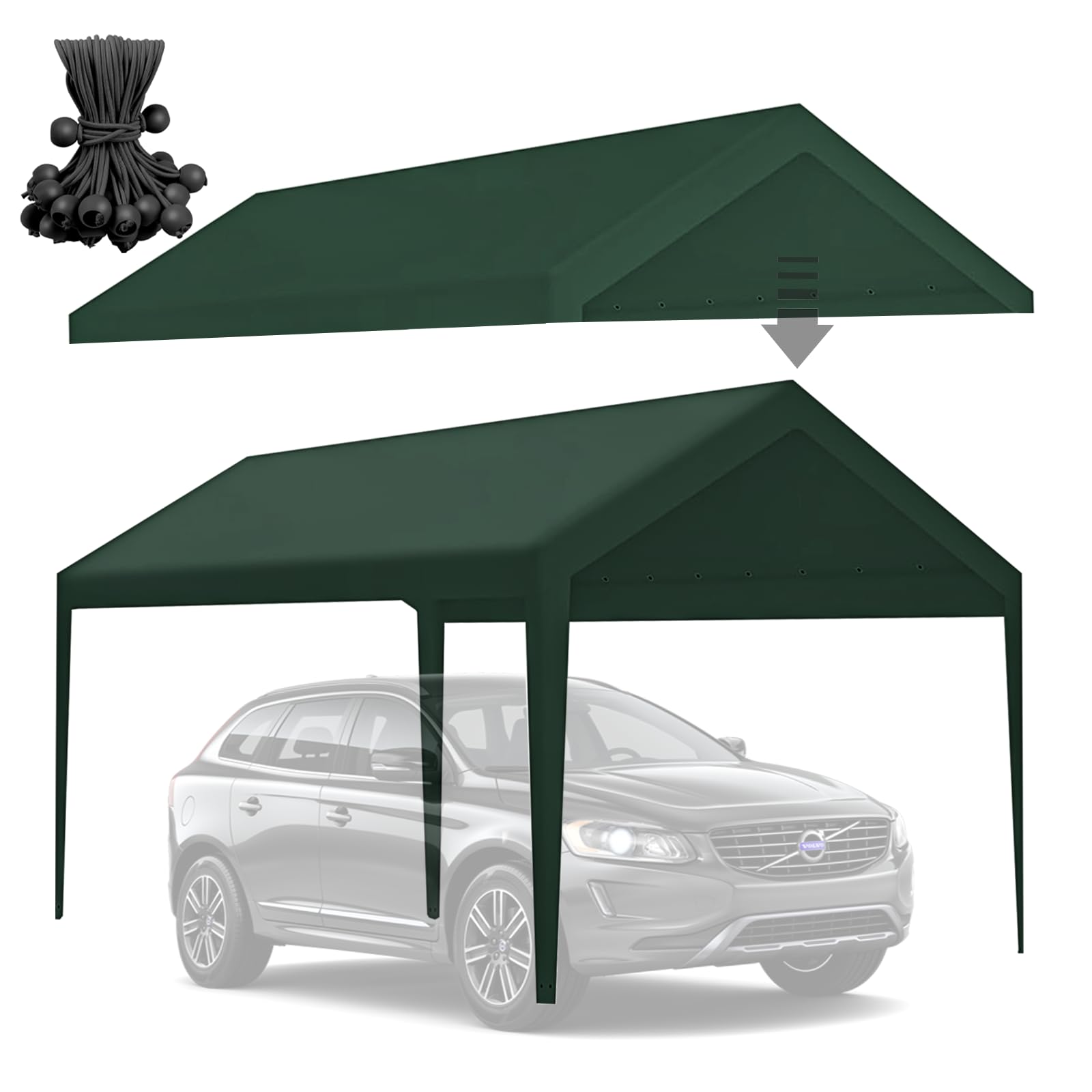 Snapklik.com : 10x20 Carport Canopy Replacement Cover, 220g Heavy Duty ...