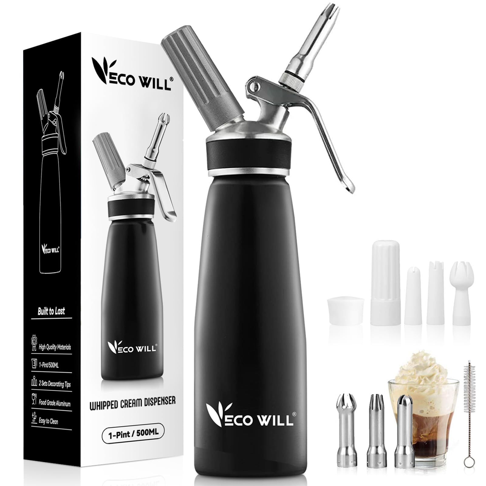Amazon.com: ECO-WILL Professional Whipped Cream Dispenser, Durable ...