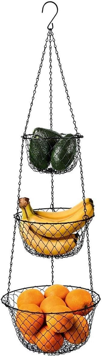 Amazon.com - MALMO 3-Tier Wire Fruit Hanging Basket, Vegetable Kitchen ...