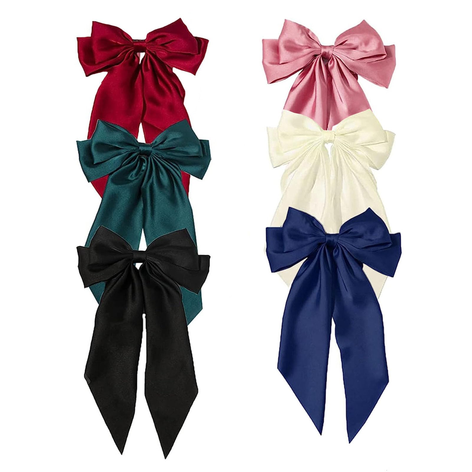 Big Bow Barrettes, BetterJonny 6Pcs Silky Satin Bows Barrettes Hair ...