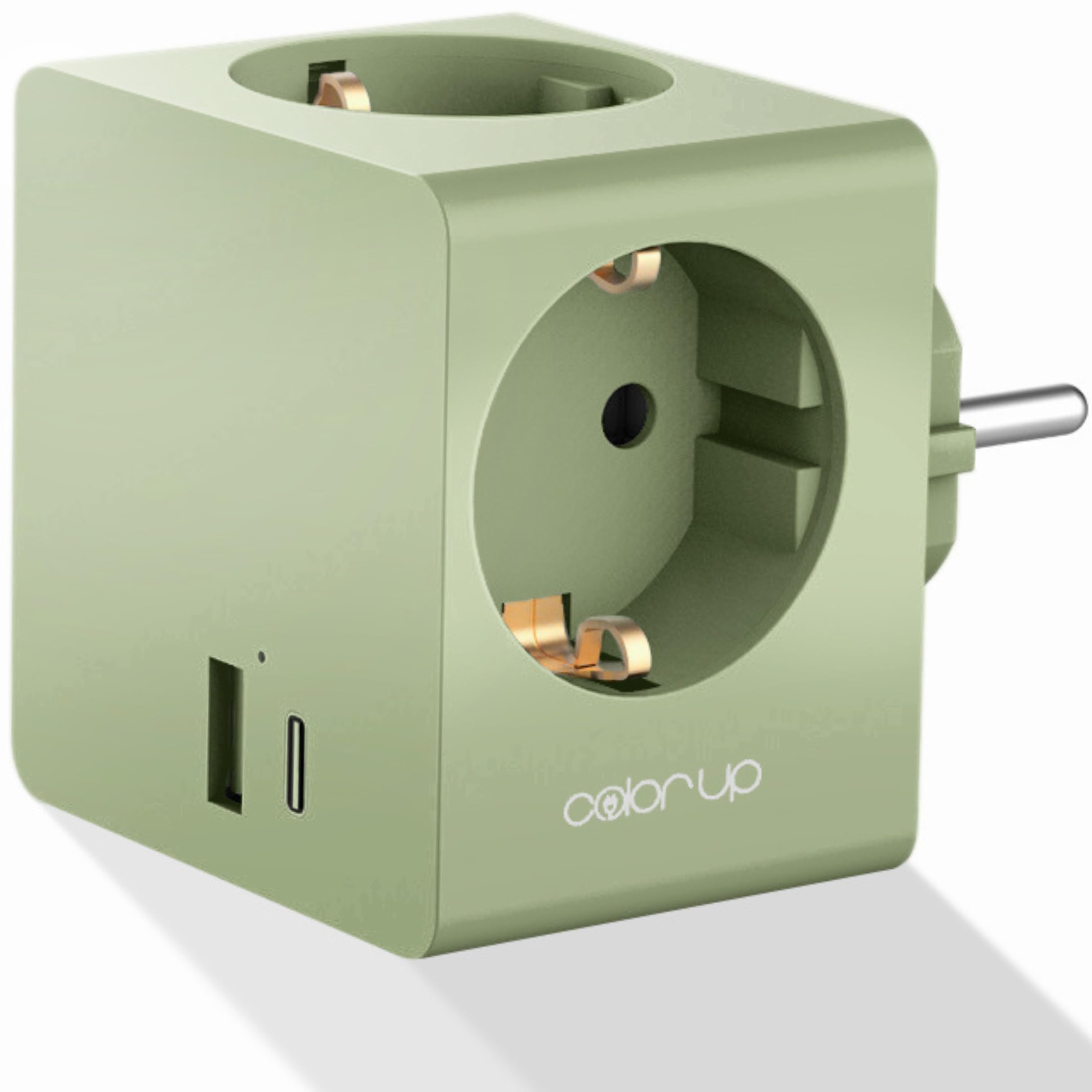COLOR UP Steckdosenwürfel ohne Kabel, 5in1 Steckdosenadapter für DE/NL ...