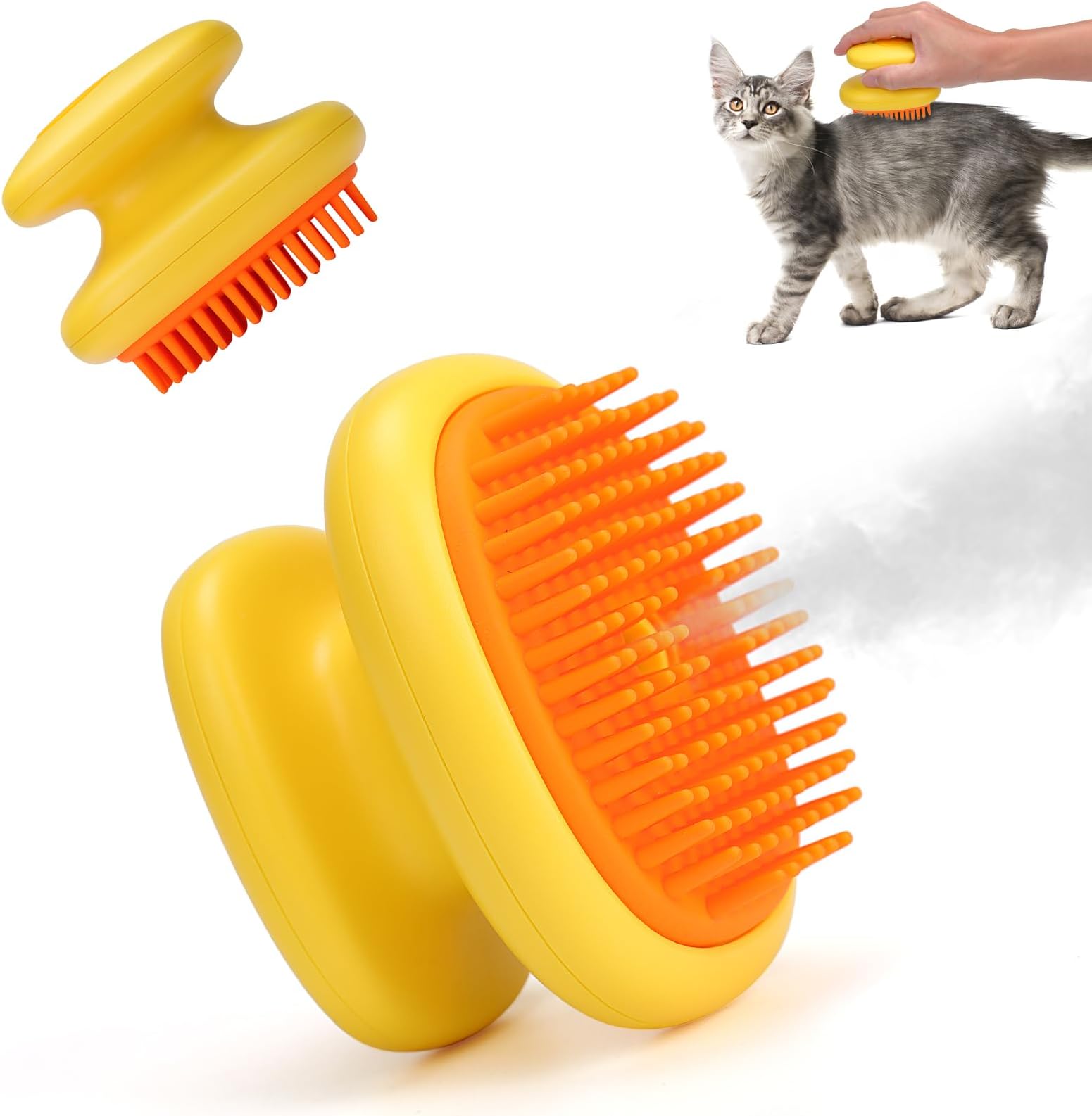 Amazon.com: Cat Steam Brush for Shedding, 3 in 1 Silicone Steam Brush ...