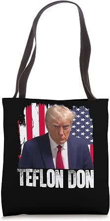 Amazon.com: Teflon Don Donald Trump Mugshot Tote Bag : Clothing, Shoes ...