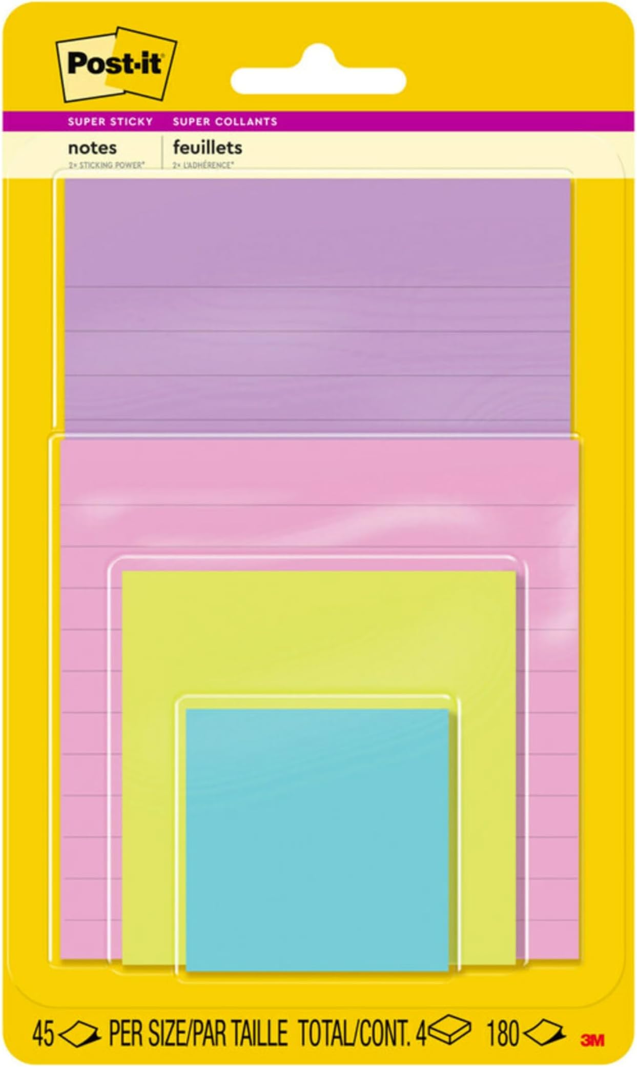 Amazon.com : Post-it Super Sticky Lined Notes, 4 Sticky Note Pads ...
