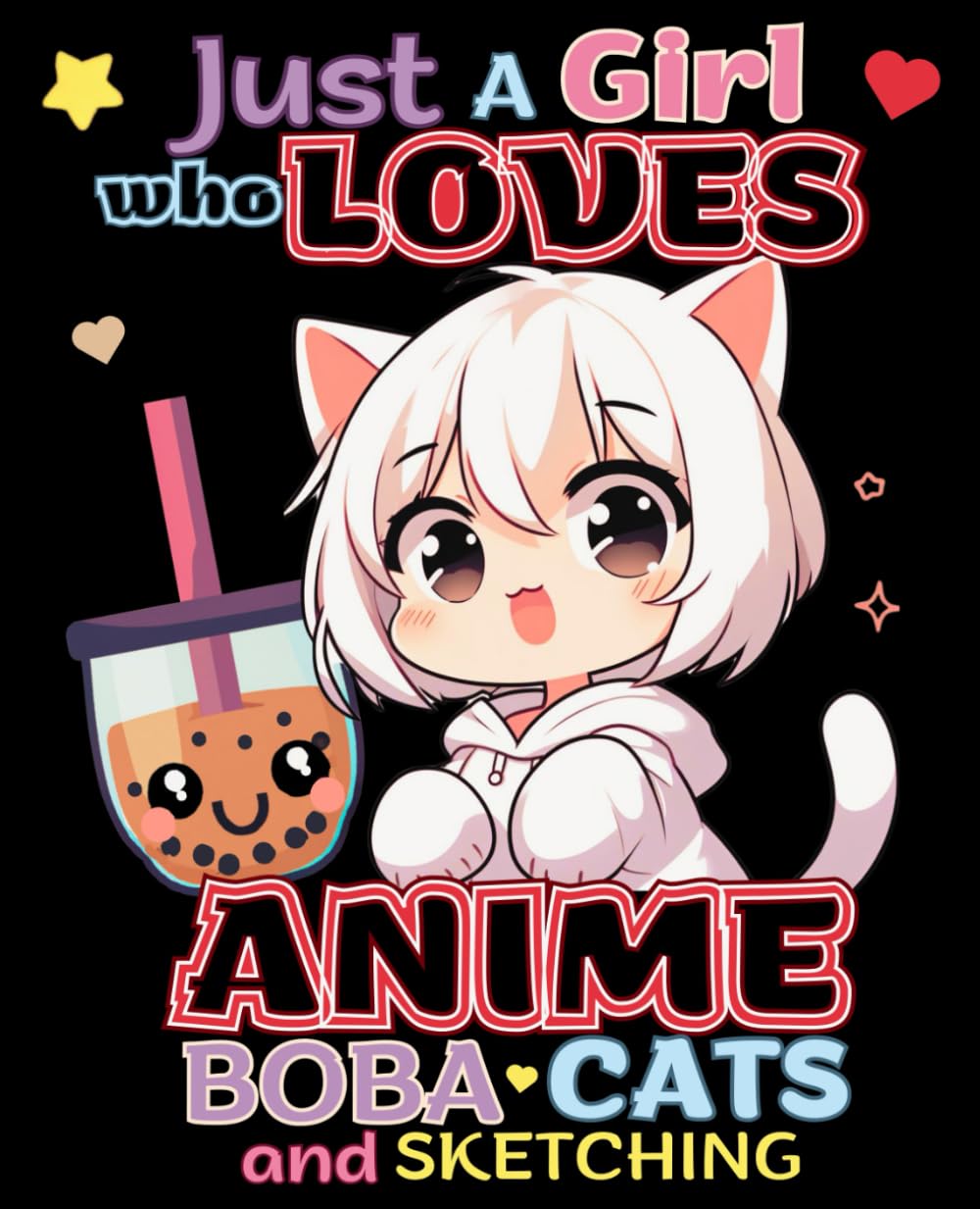 Amazon.com: Anime Sketchbook, Just a Girl Who Loves Anime Boba Cats and ...