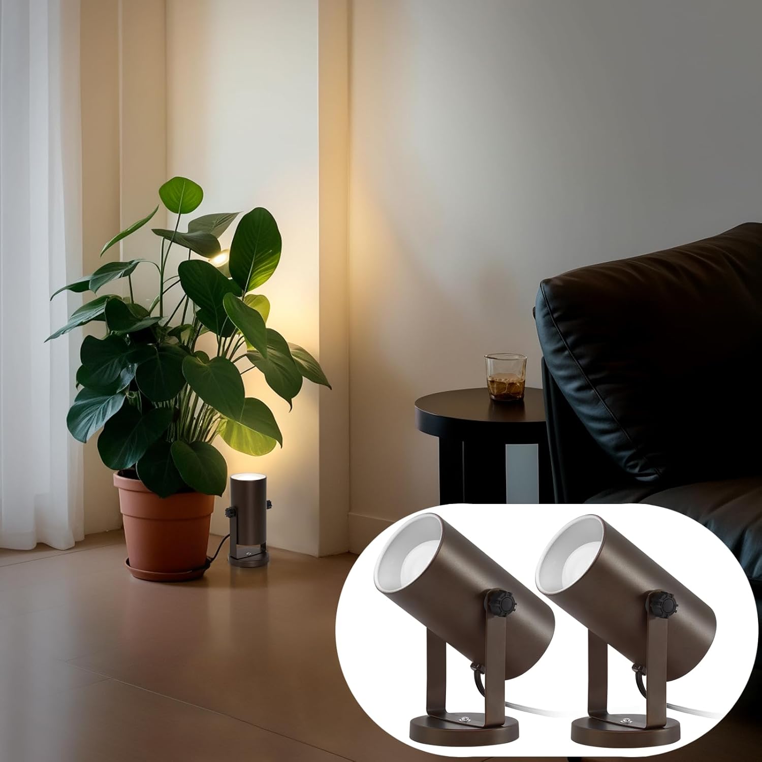 GyroVu Spotlights Indoor, 3000K/4000K/6000K Adjustable Uplighting Indoor Floor Can Light 180 ...