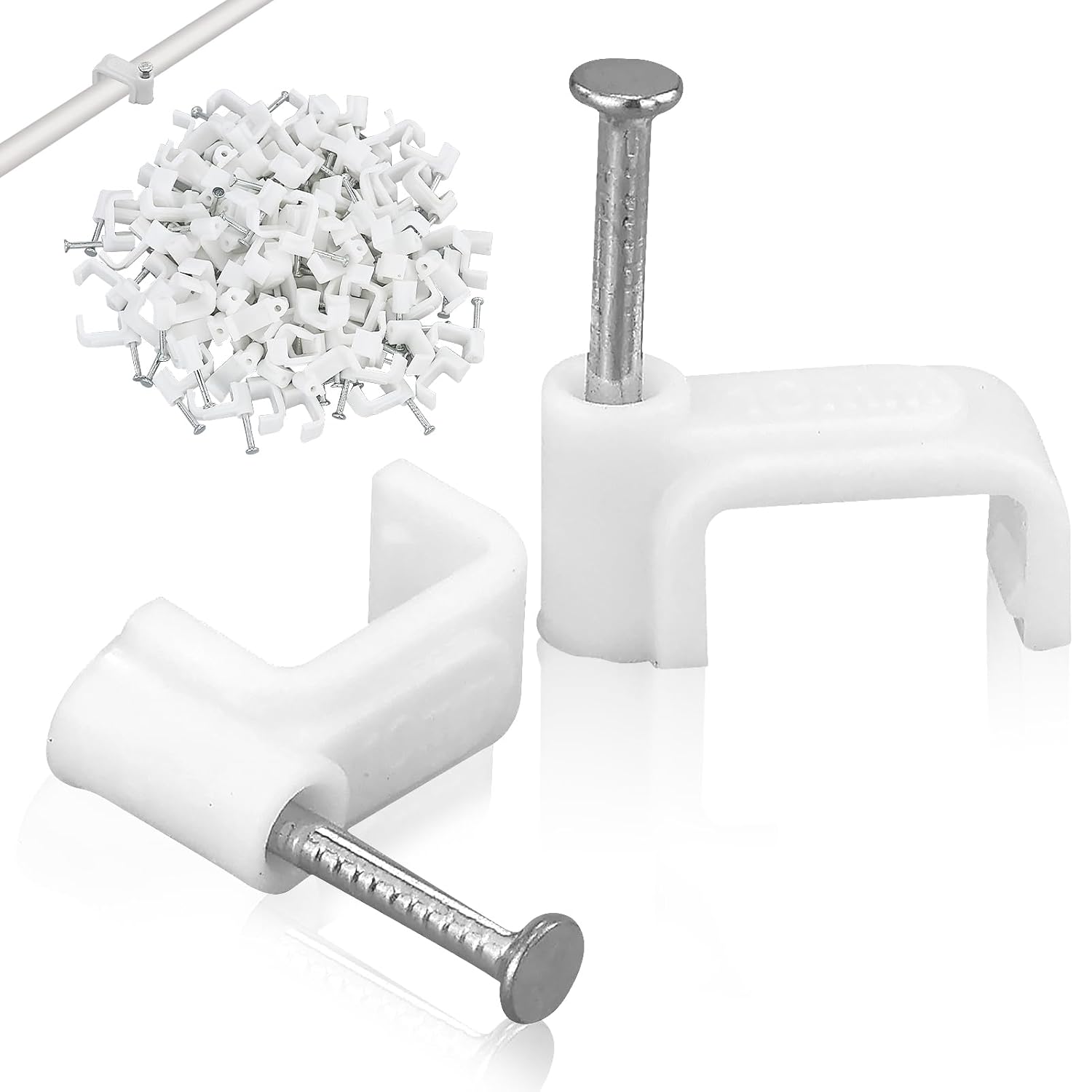 Flat Cable Clips White 100 Pcs for Cat6 Cat7 Ethernet Cable Clips to ...