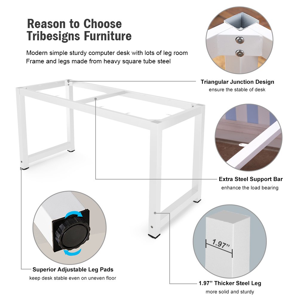 Snapklik.com : Modern Computer Desk, 55 Inch Large Office Desk Computer ...