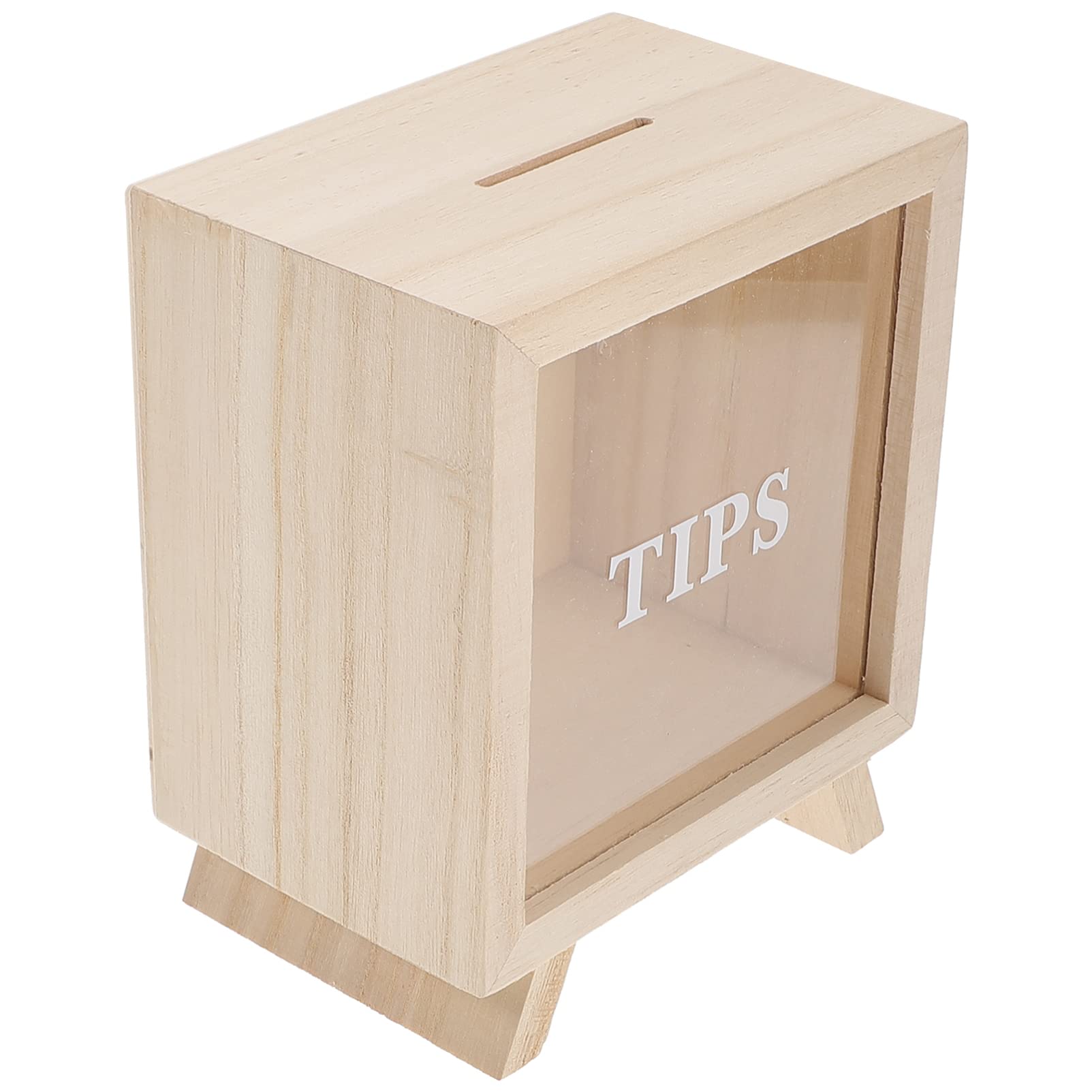 Amazon.com : Zerodeko Wooden Tips Box Clear Piggy Banks Shadow Box ...