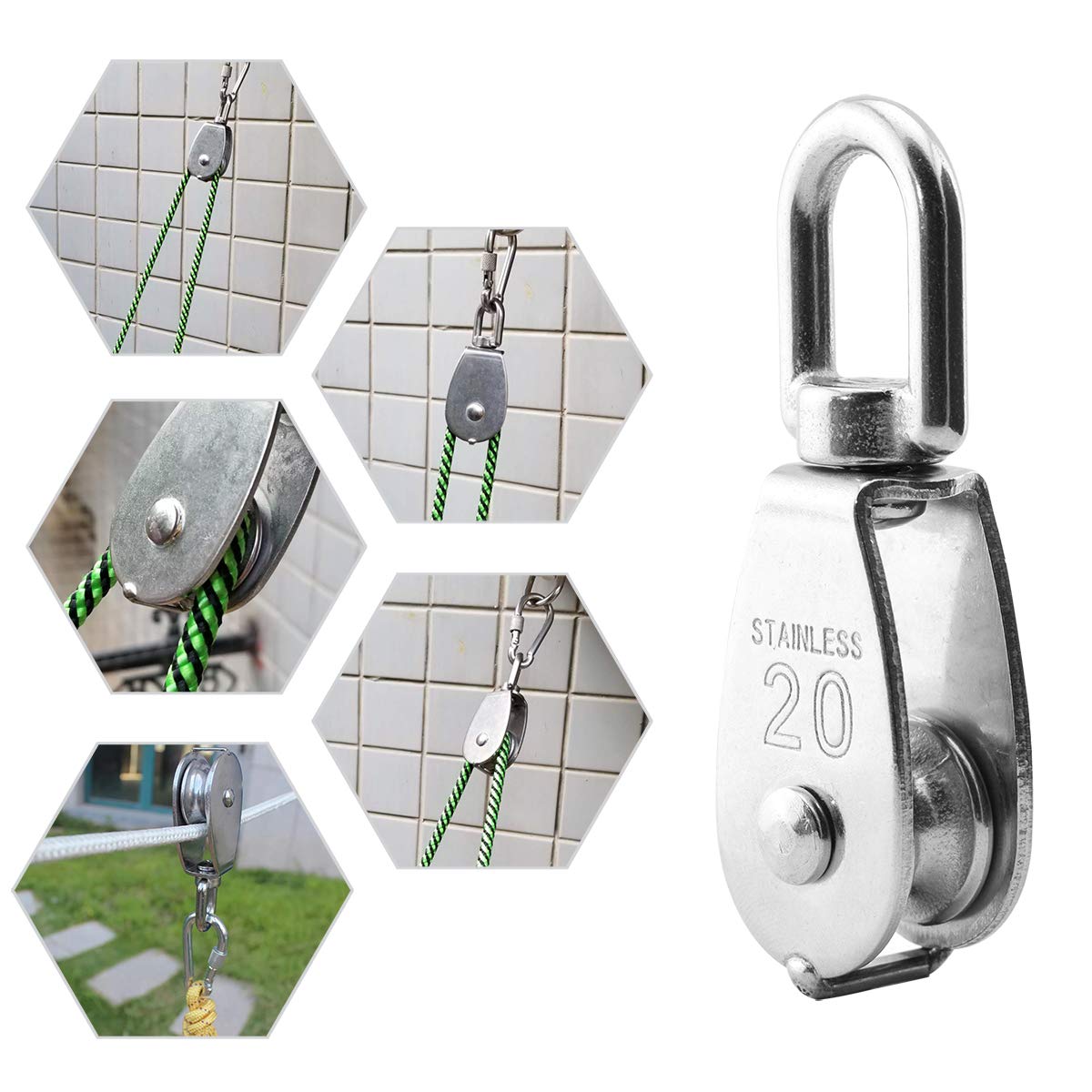 Snapklik.com : 2PCS Lifting Single Pulley Stainless Steel Heavy Duty ...