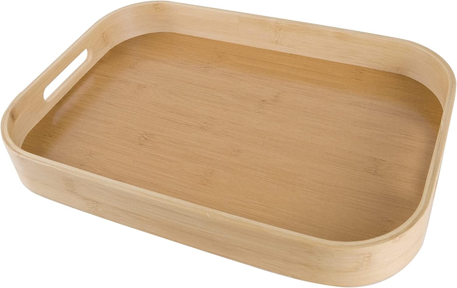 E&W Natural Bamboo Tray for Serving, Eco-Friendly and Durable ...