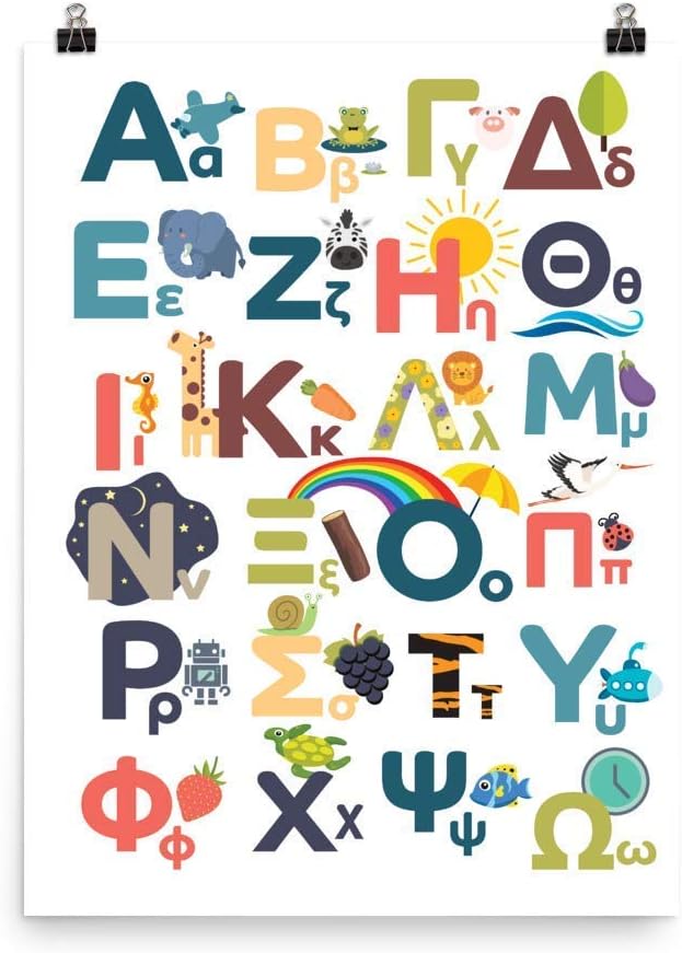 Amazon.com: Greek Alphabet Kids ABC Wall Art Poster Chart with Pictures ...