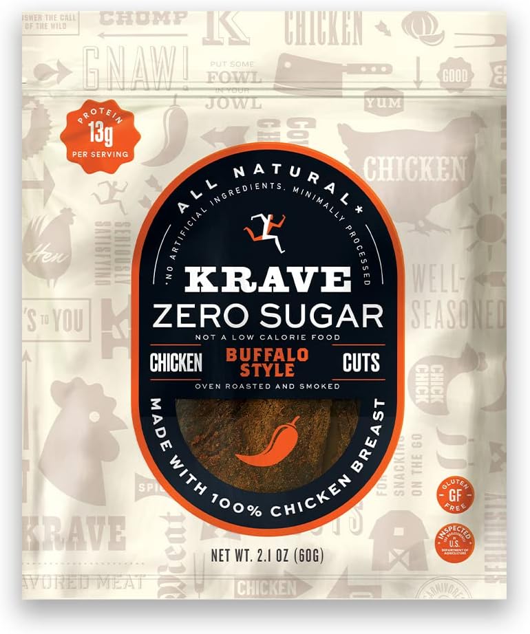 Amazon.com: KRAVE Zero Sugar Chicken Jerky, Buffalo - All Natural 100% ...