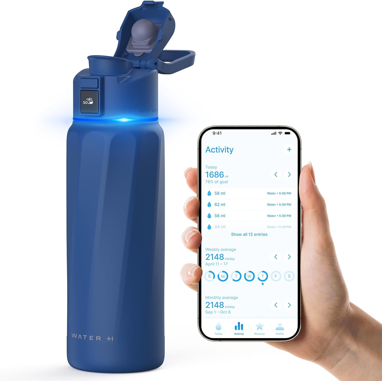 Amazon.com: BOOST Smart Water Bottle with Reminder to Drink Water & Water Tracker Bottle ...