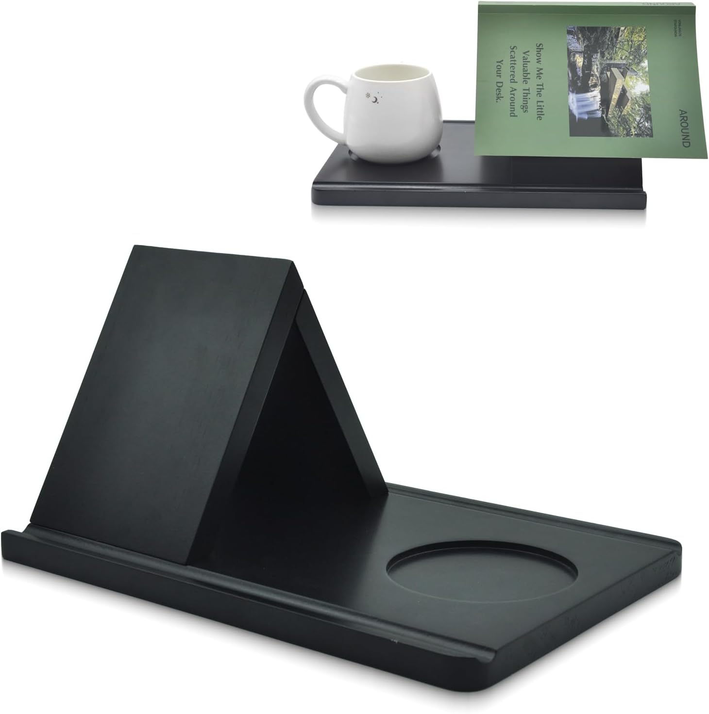 Amazon.com : Triangle Book Holder Stand with Cup Holder, Wooden Book ...