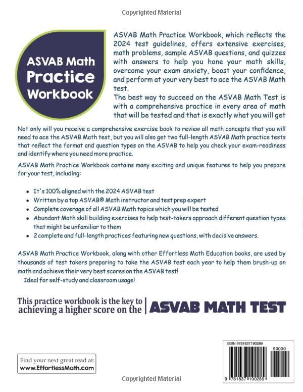 Snapklik.com : ASVAB Math Practice Workbook: The Most Comprehensive ...