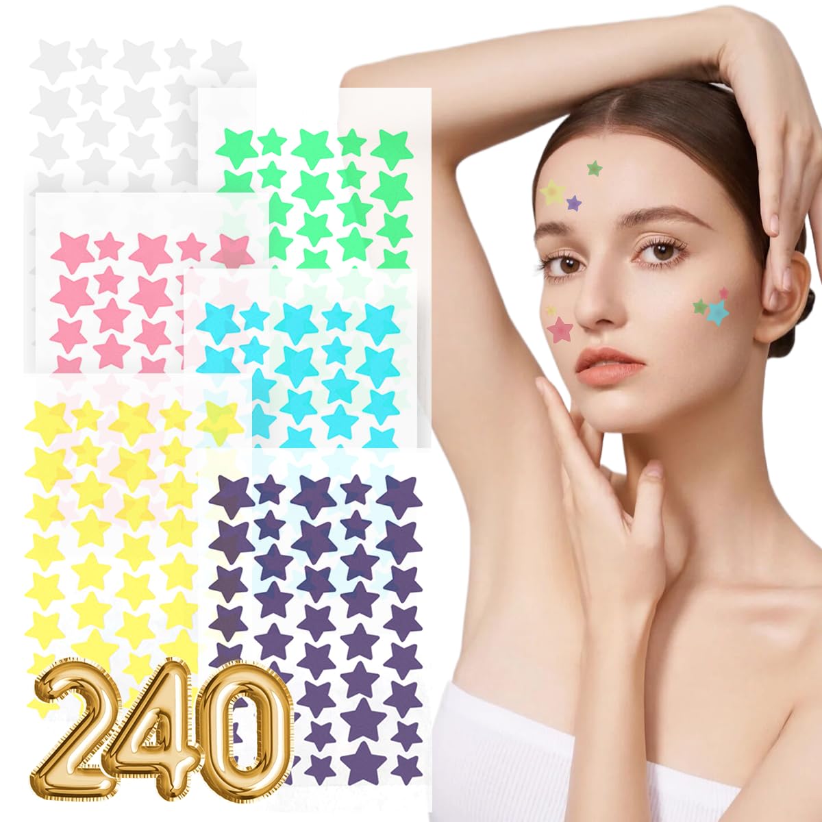 Parches para Acne,Estrellas para Granos,240 Pimple Patch,Pegatina para ...
