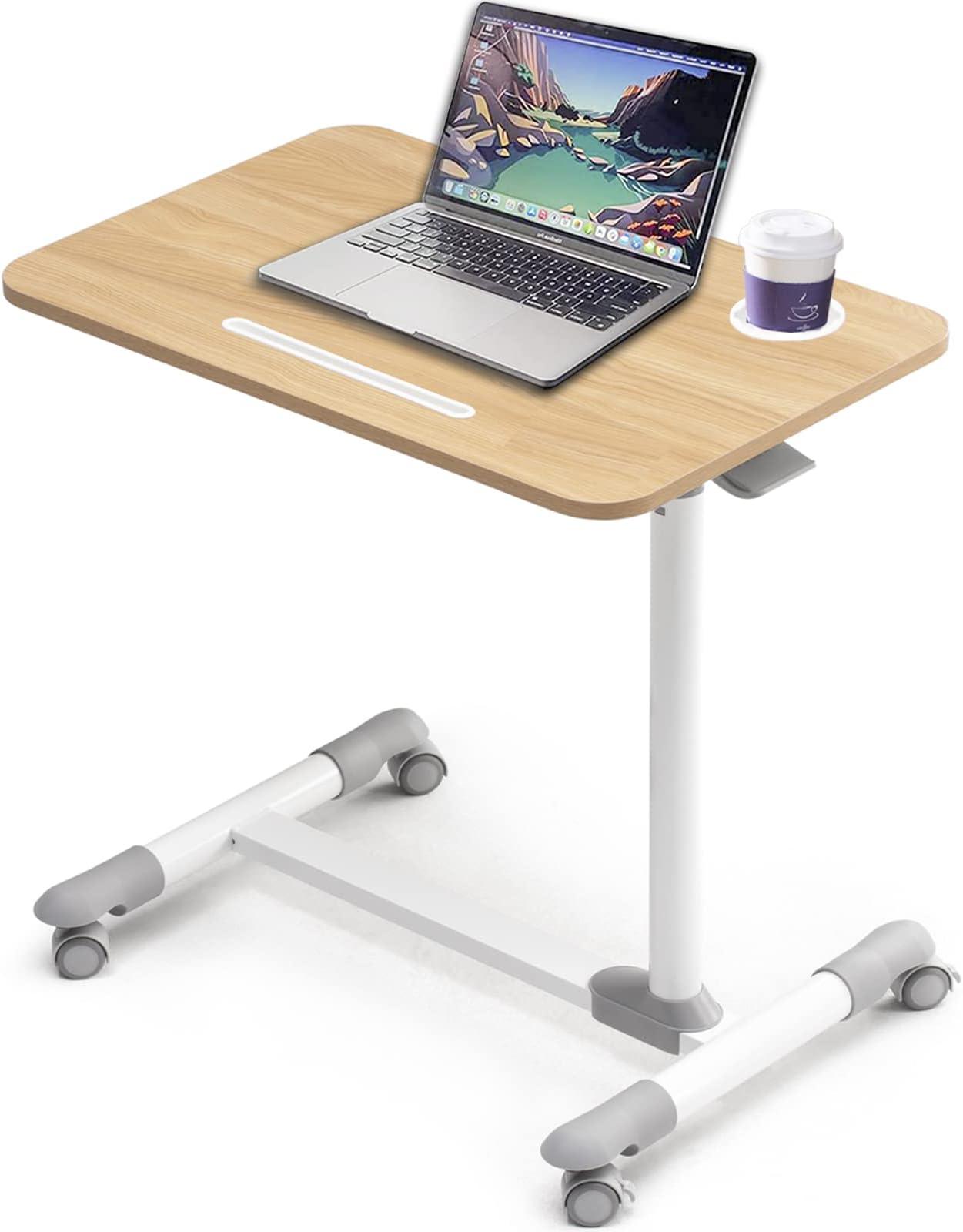 KMINA - Overbed Table with Wheels, Adjustable Height, Tilt Top Bedside ...