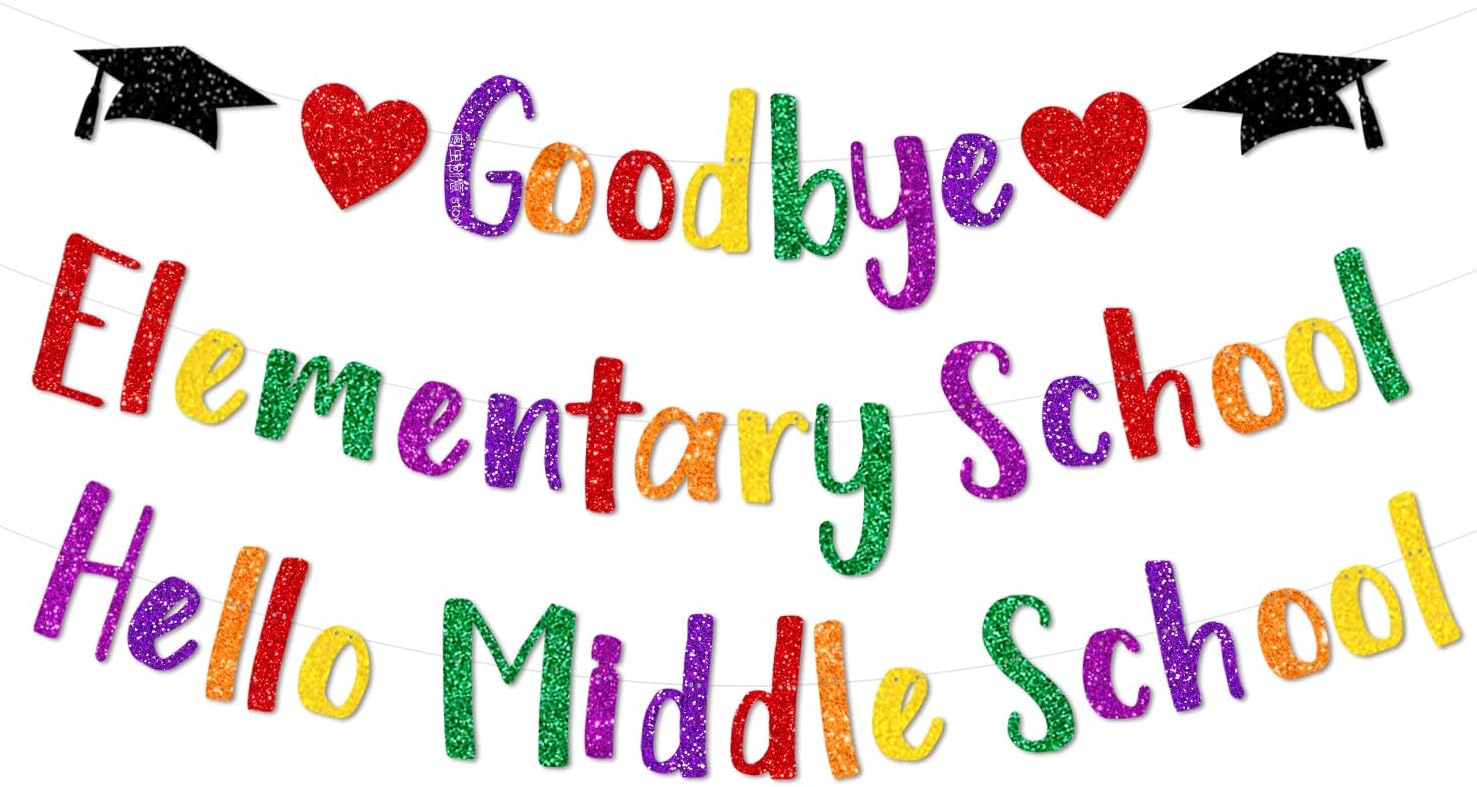 Amazon.com: Goodbye Elementary Hello Middle School Banner, 5TH Grade ...