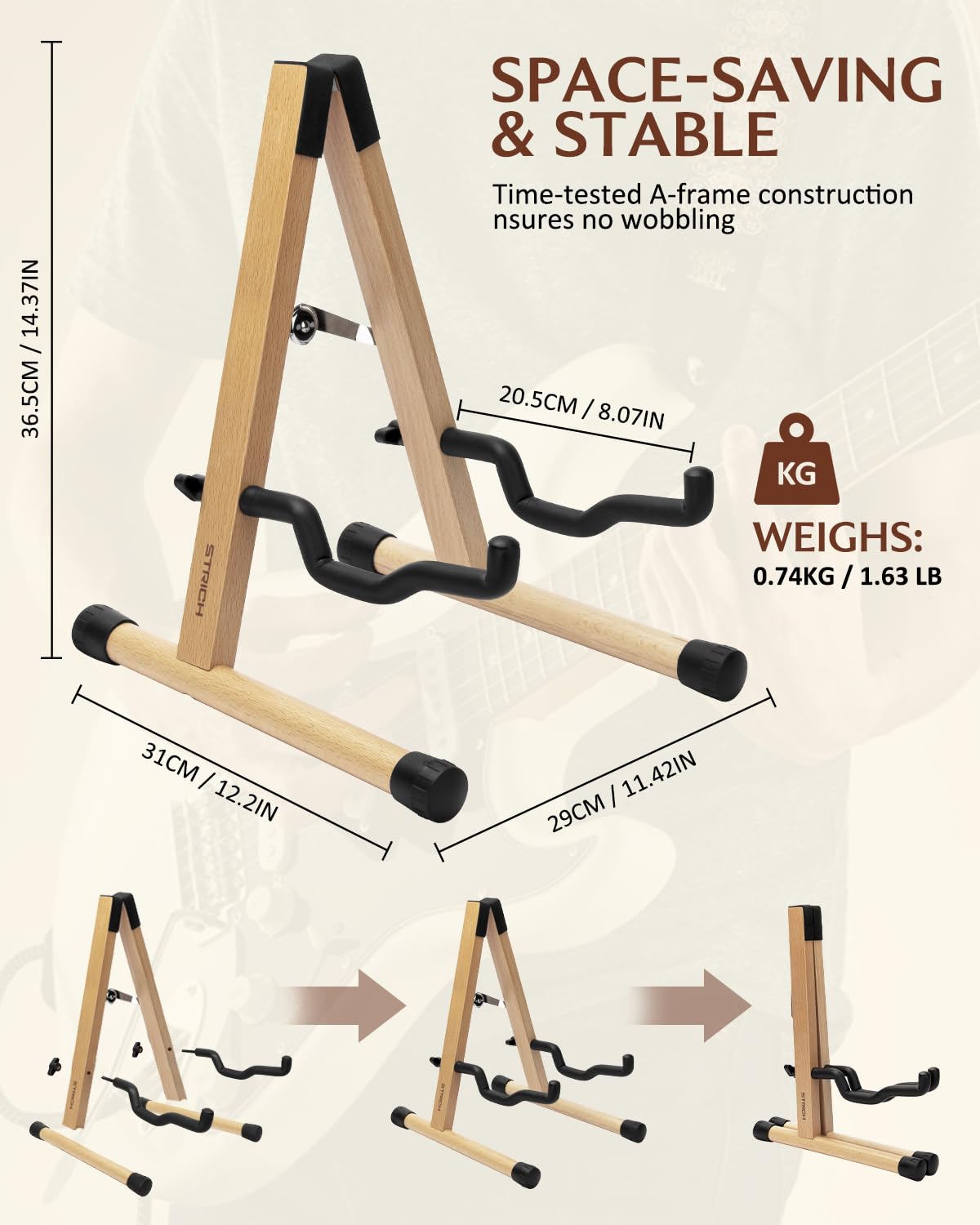 Snapklik.com : STRICH A-Frame Hardwood Floor Guitar Stand, Acoustic ...