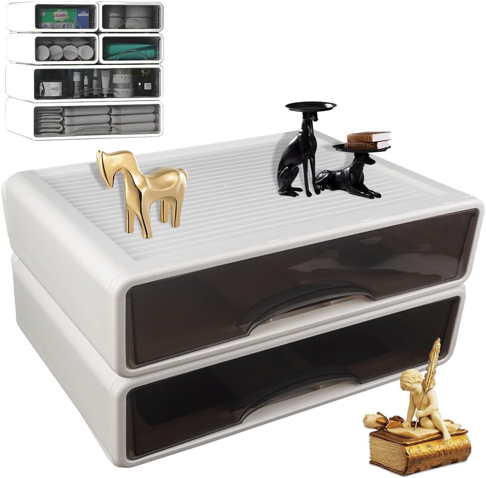 Amazon.com: SOEWIOU Stackable Desk Storage Drawers, Desktop Organizer ...