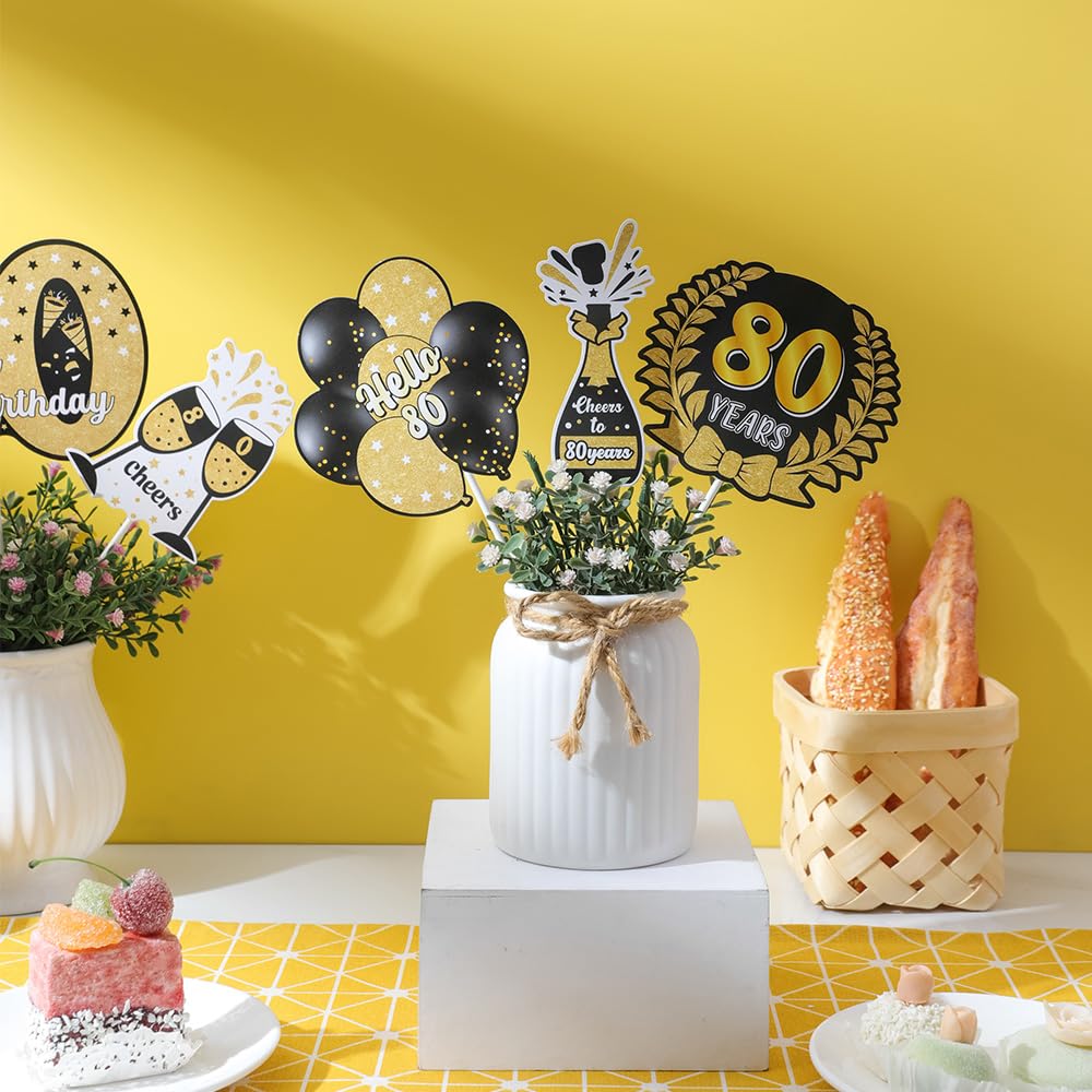 80th Birthday Decorations Centerpieces Birthday Gold Table Party
